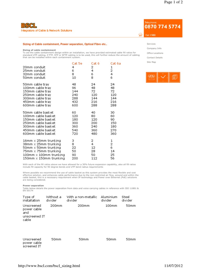 Data Cable Basket Sizing | PDF | Optical Fiber | Electrical Engineering