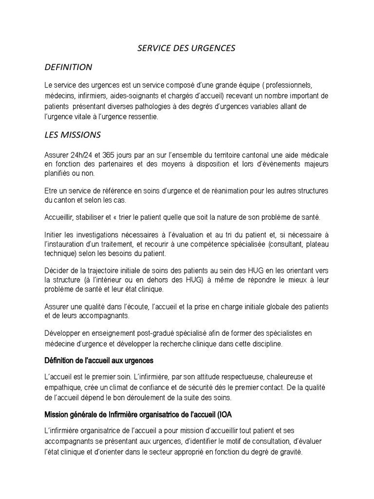Service Des Urgences | PDF | Accueil et traitement des urgences | Allaitement