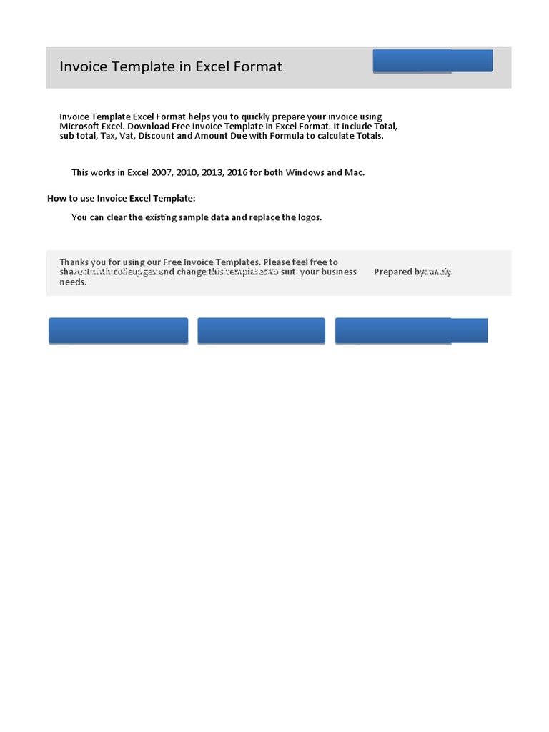 Invoice Template in Excel Format | PDF | Invoice | Microsoft Excel