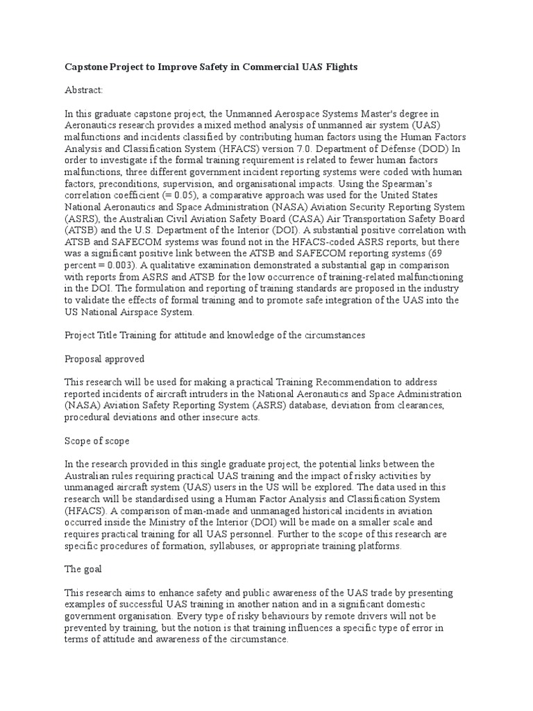 Capstone Project To Improve Safety in Commercial UAS Flights | PDF ...