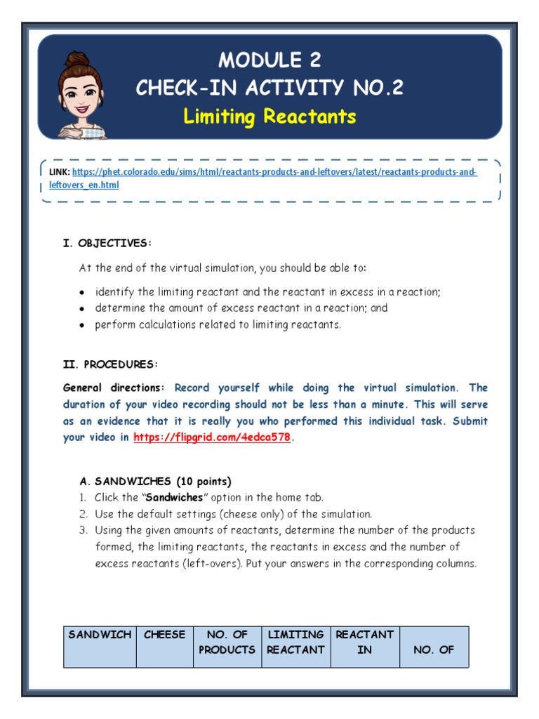 Limiting Reactant Virtual Lab Guide | PDF | Chemistry | Physical Sciences