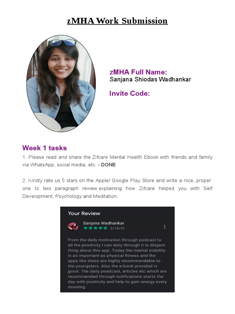 zMHA Work Submission Template | PDF | Career & Growth | Self-Improvement