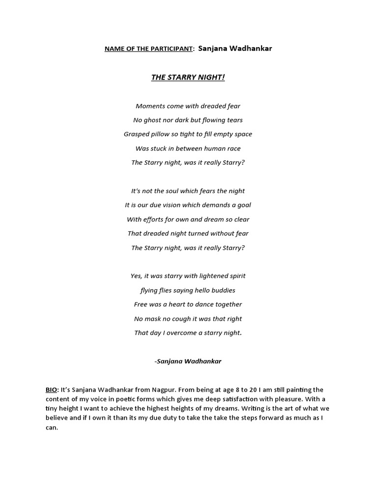 Quarterly Creative Writing Competition - Poem Submission | PDF
