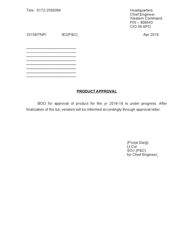 Product Approval Letter Sample Writing A Request For Approval Letter