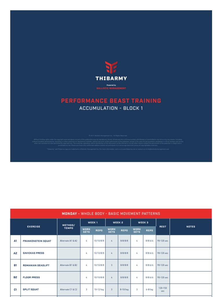 Performance Beast Training: Accumulation - Block 1 | PDF | Copyright ...
