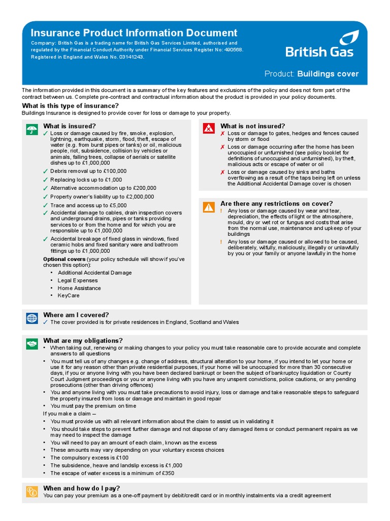 Insurance Product Information Document: What Is This Type of Insurance ...