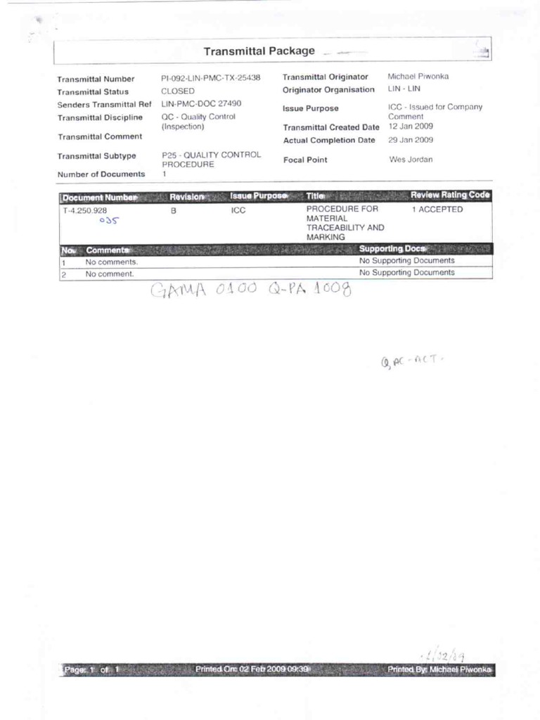 035 Procedure For Material Traceability and Markingpdf PDF Free | PDF ...