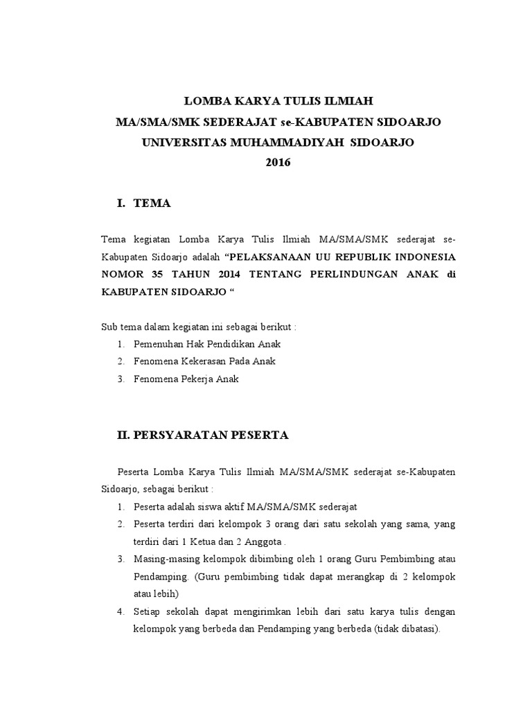 Template Lomba Karya Tulis Ilmiah | PDF