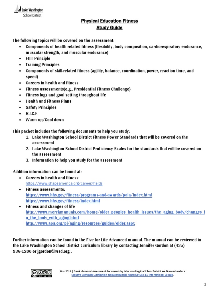Physical Education Fitness Study Guide | PDF | Strength Training ...