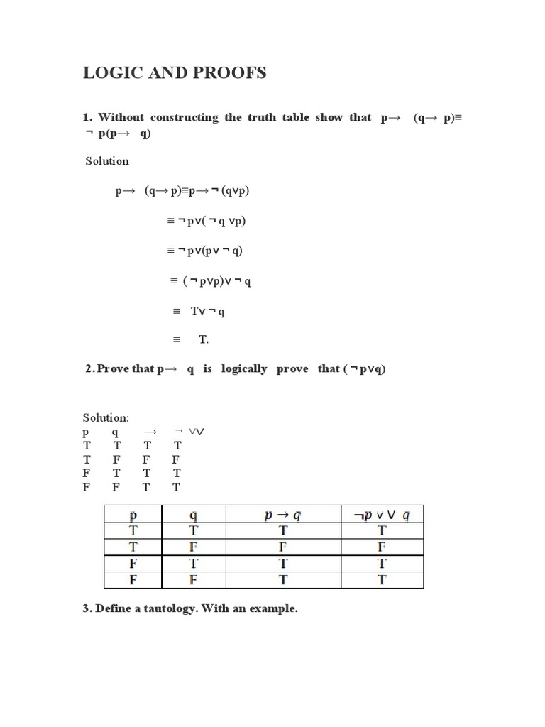Logic and Proofs | PDF | Logical Consequence | Logic