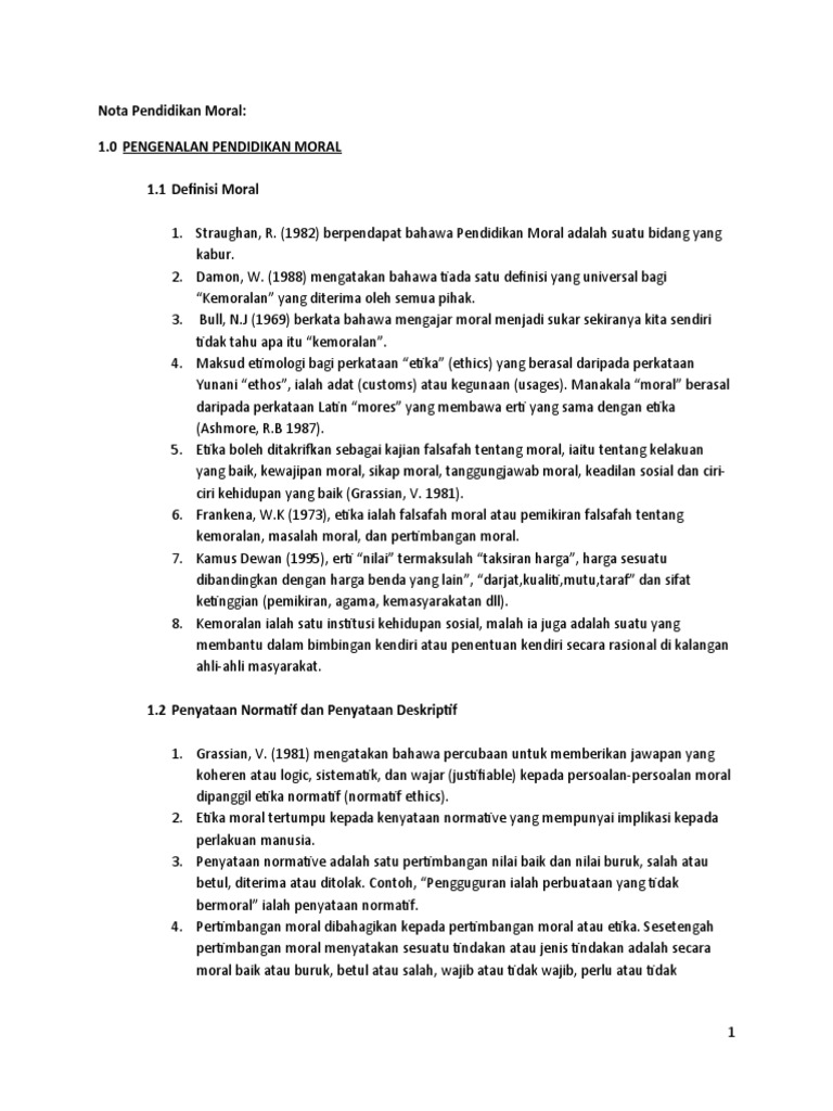 Nota Pendidikan Moral | PDF