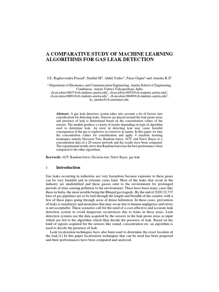 A Comparative Study of Machine Learning Algorithms For Gas Leak ...