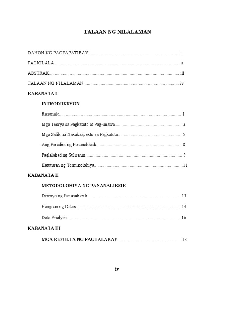 Talaan NG Nilalaman | PDF