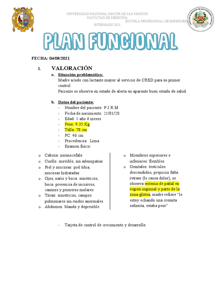 Plan Funcional Cred | PDF | Medicina CLINICA | Especialidades Medicas