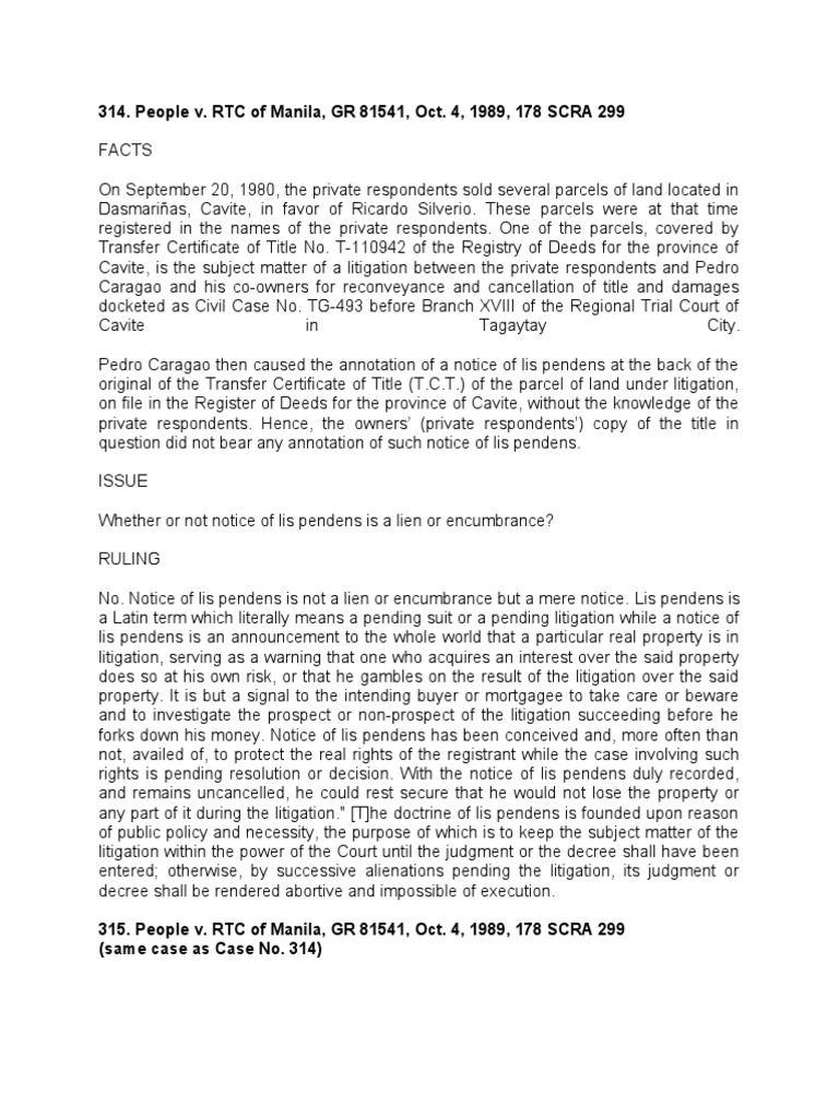 People v. RTC of Manila, GR 81541, Oct. 4, 1989, 178 SCRA 299 | PDF ...