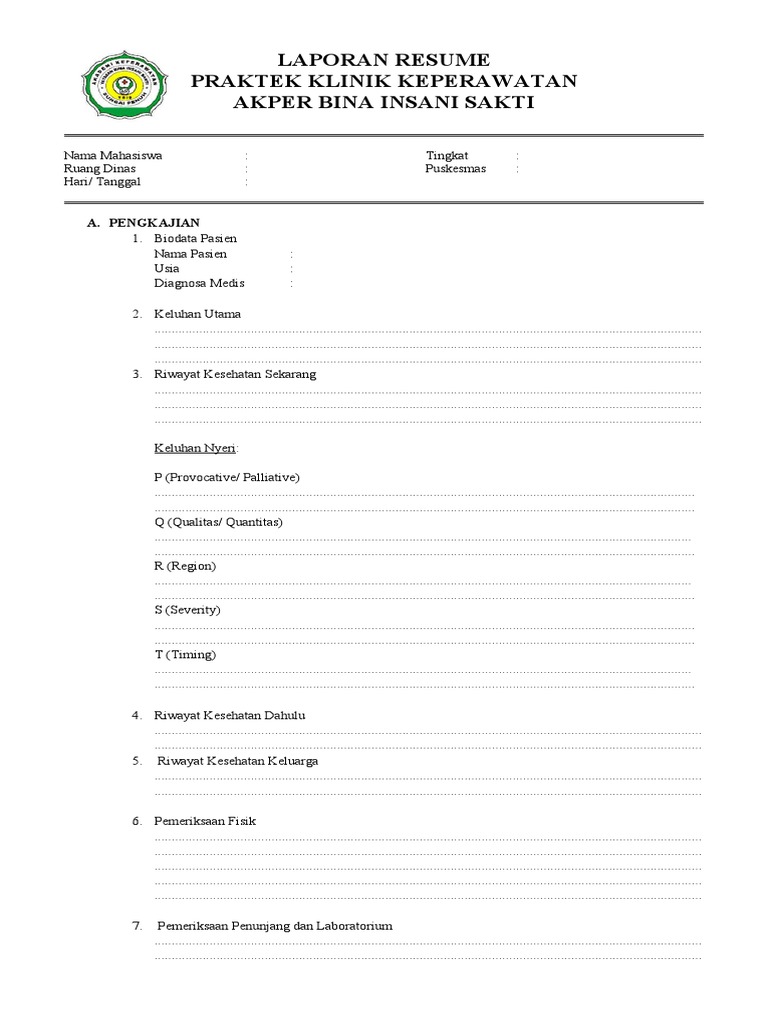 Format Resume Puskesmas | PDF