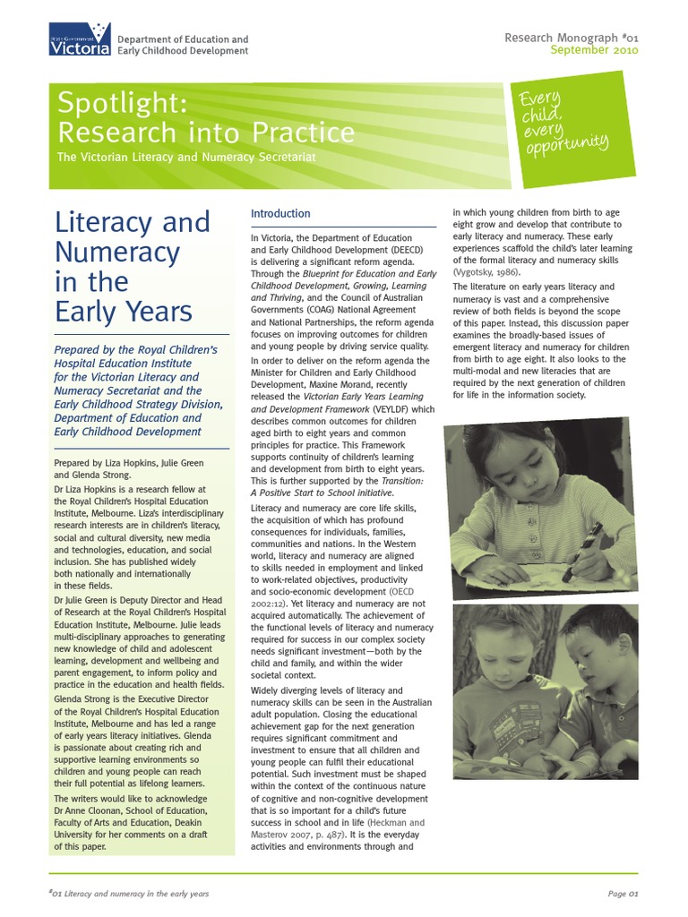 Spotlight: Research Into Practice: Literacy and Numeracy in The Early ...