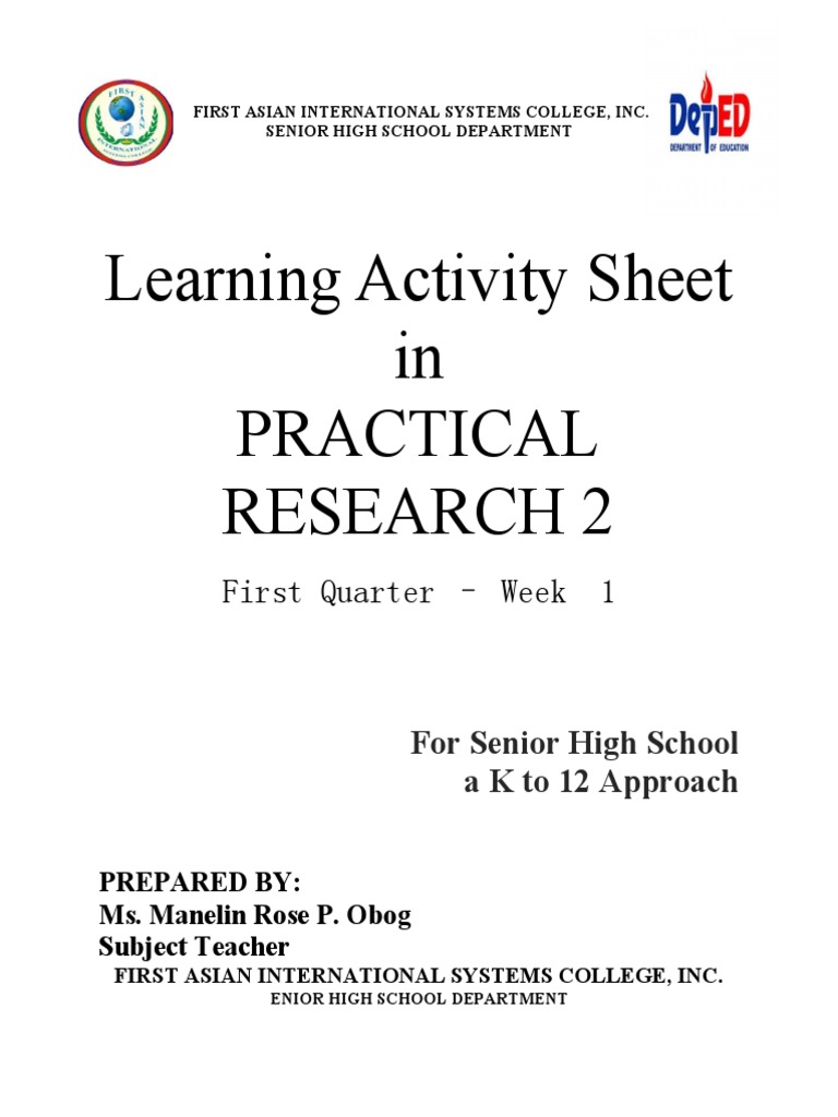 Practical Research 2: Grading & Activities | PDF