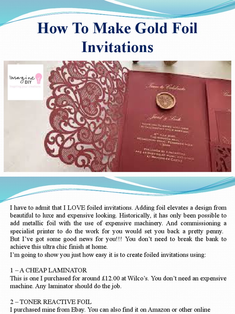 How To Make Gold Foil Invitations | PDF | Printer (Computing) | Publishing