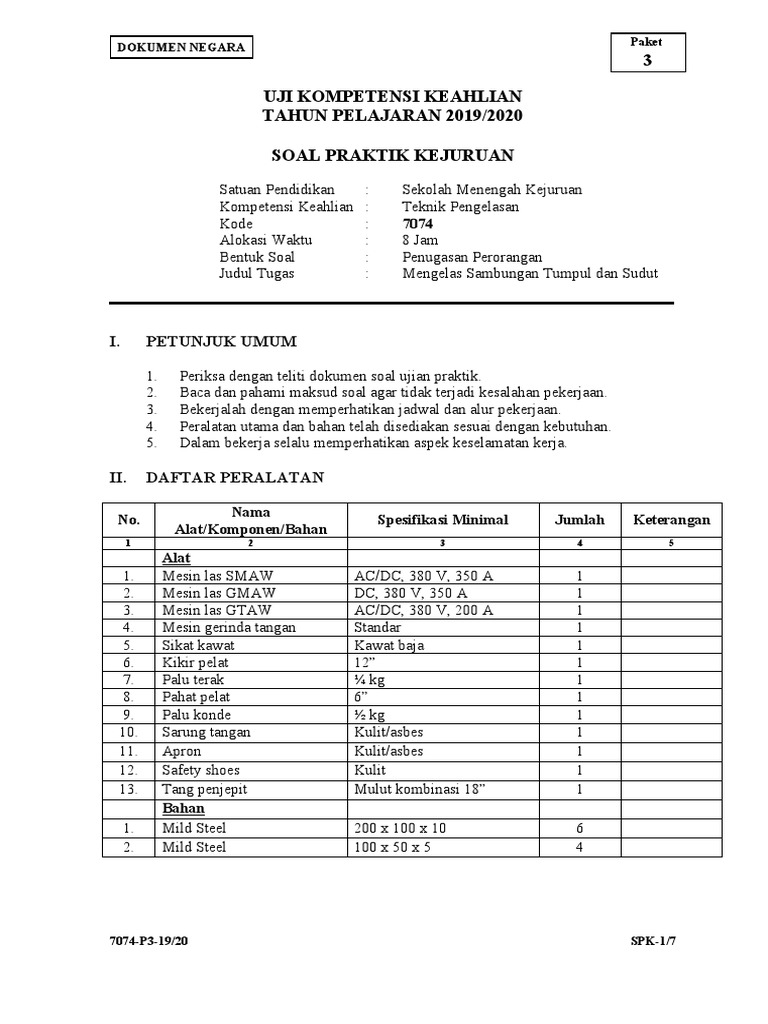 Soal 7074 P3 SPK Teknik Pengelasan K13rev | PDF