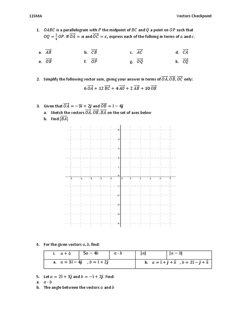 Vectors Checkpoint | PDF | Euclidean Vector | Linear Algebra