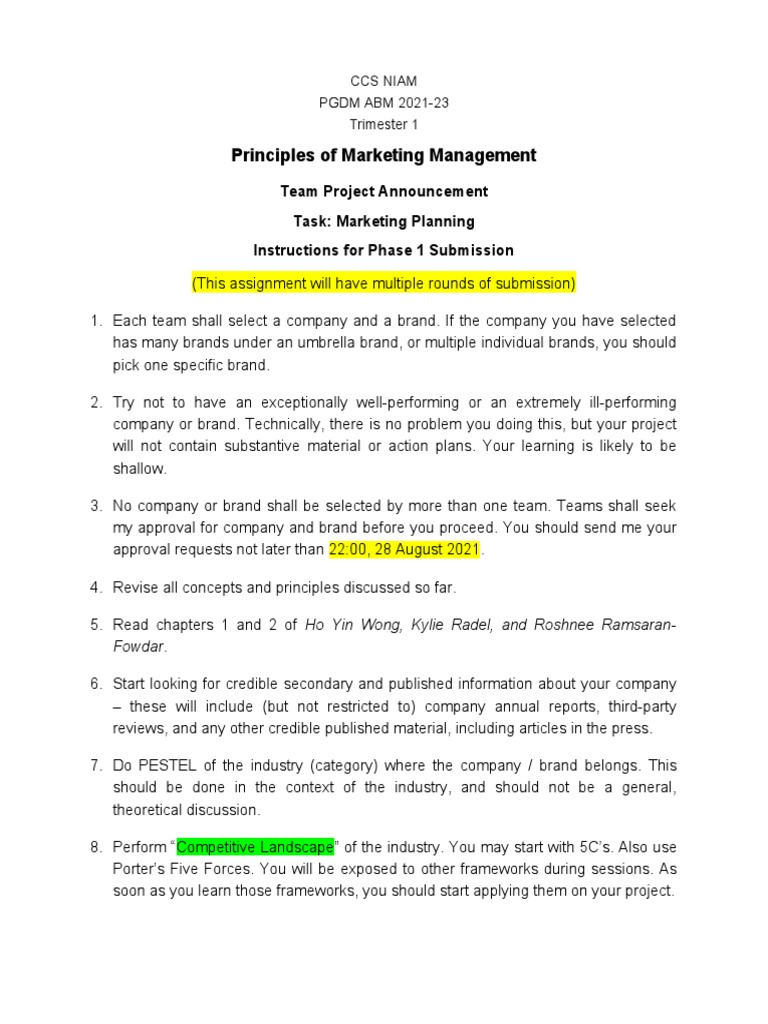 Team Project Announcement - Phase 1 | PDF | Brand | Communication