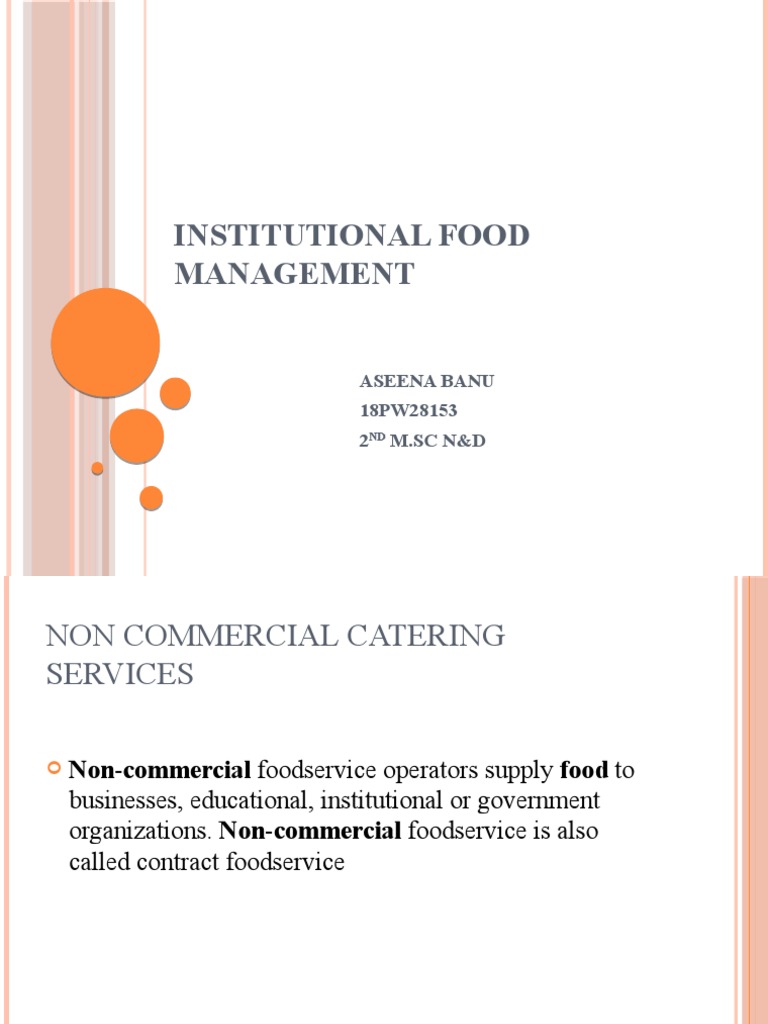 Institutional Food Management | PDF | Restaurants | Cafeteria