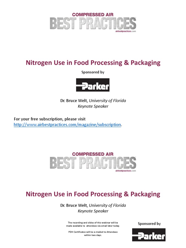 Optimizing Nitrogen Use in Food Processing and Packaging Through On ...