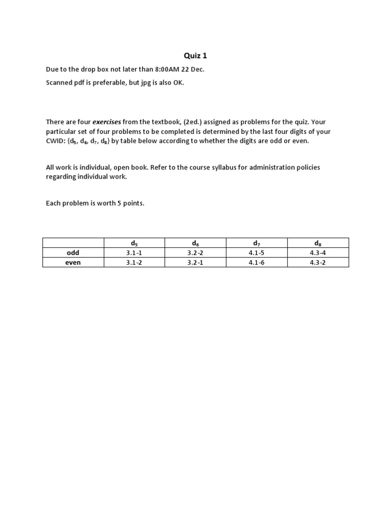 Quiz 1 | PDF