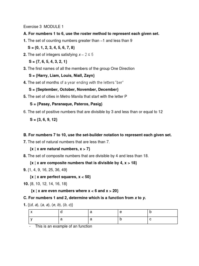 Ged 102 Exercise 3 Module 1 1Q 2021-2022 | PDF | Function (Mathematics) | Mathematics