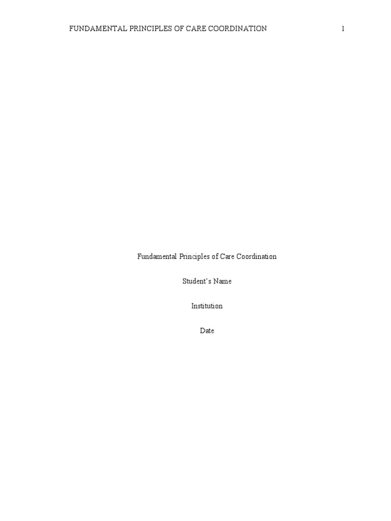 Fundamental Principles of Care Coordination 1 | PDF | Health Care ...