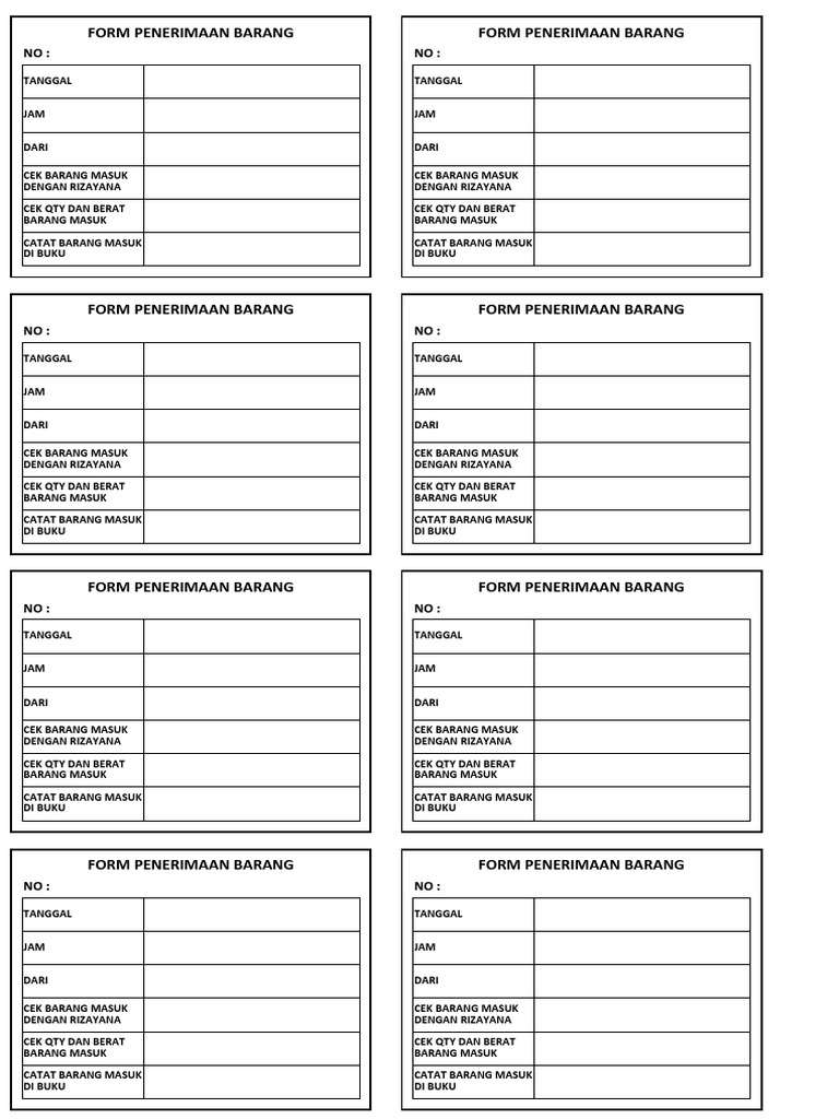 Form Penerimaan Barang | PDF