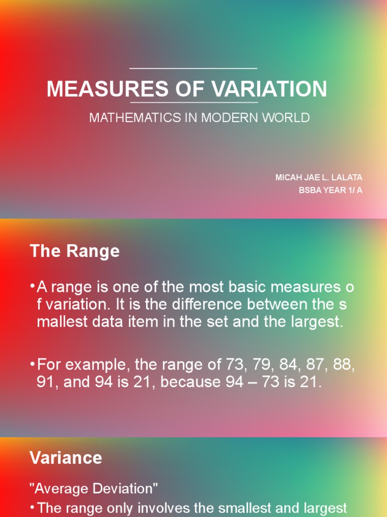 Measures of Variation: Mathematics in Modern World | PDF | Mean Squared ...