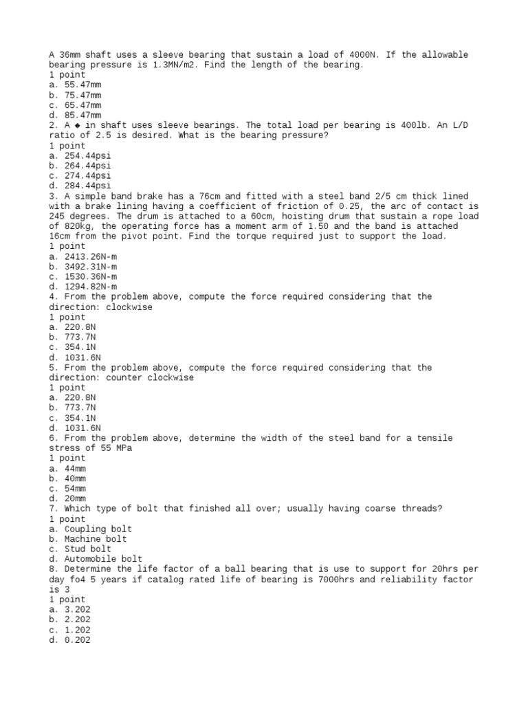 Machine Design Solving Weekly Exam | PDF | Belt (Mechanical) | Mechanics
