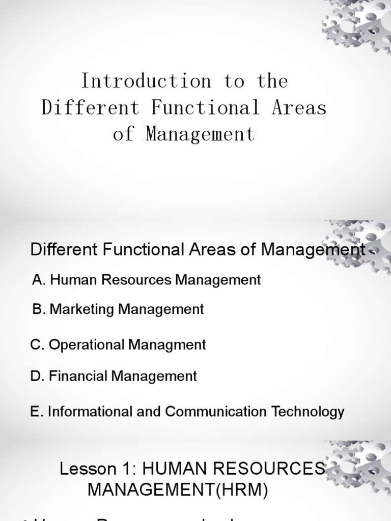 An Introduction to the Key Functional Areas of Management with a Focus ...