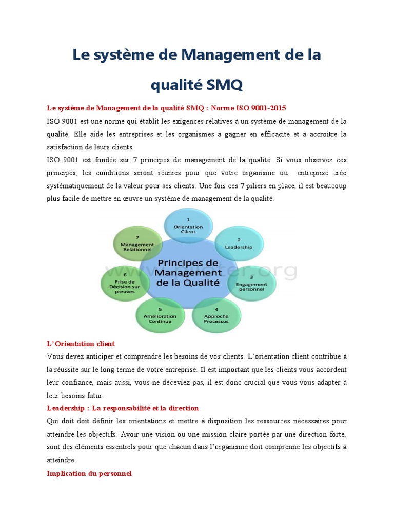 SMQ Cour | PDF | Système de management de la qualité | Management de la ...