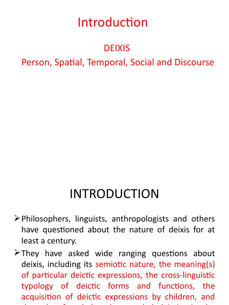Understanding Deixis in Language | PDF | Human Communication | Grammar