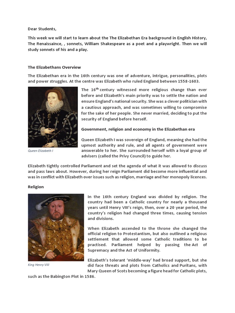 The Elizabethans Overview: Queen Elizabeth I | Download Free PDF ...