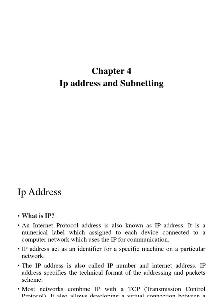 Chapter-4 Ip Address and Subnetting | PDF | Ip Address | I Pv6
