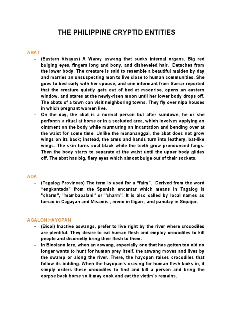 Compendium of The Philippine Cryptids | PDF | Vampires