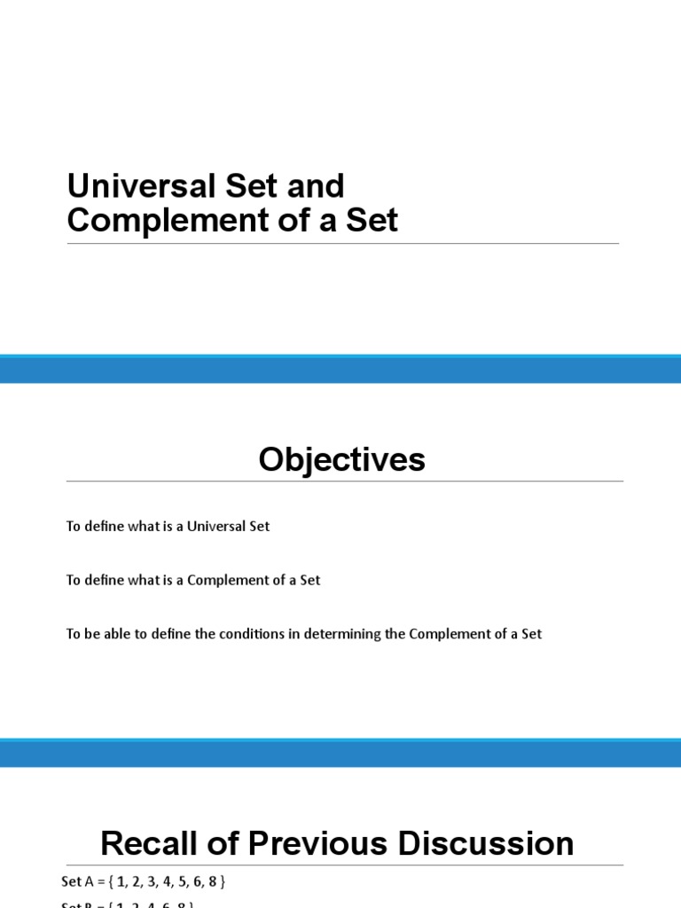 1.2 Universal Set and Complement of A Set | PDF | Mathematics ...