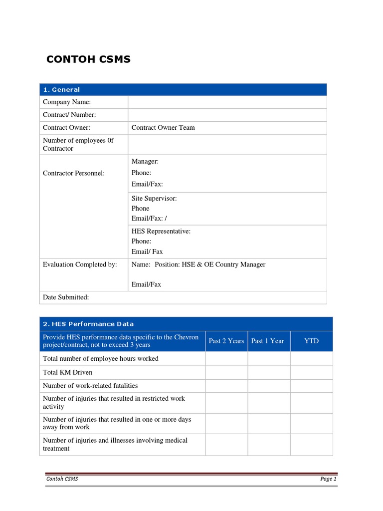 Contoh CSMS: 1. General | PDF | Safety | Business