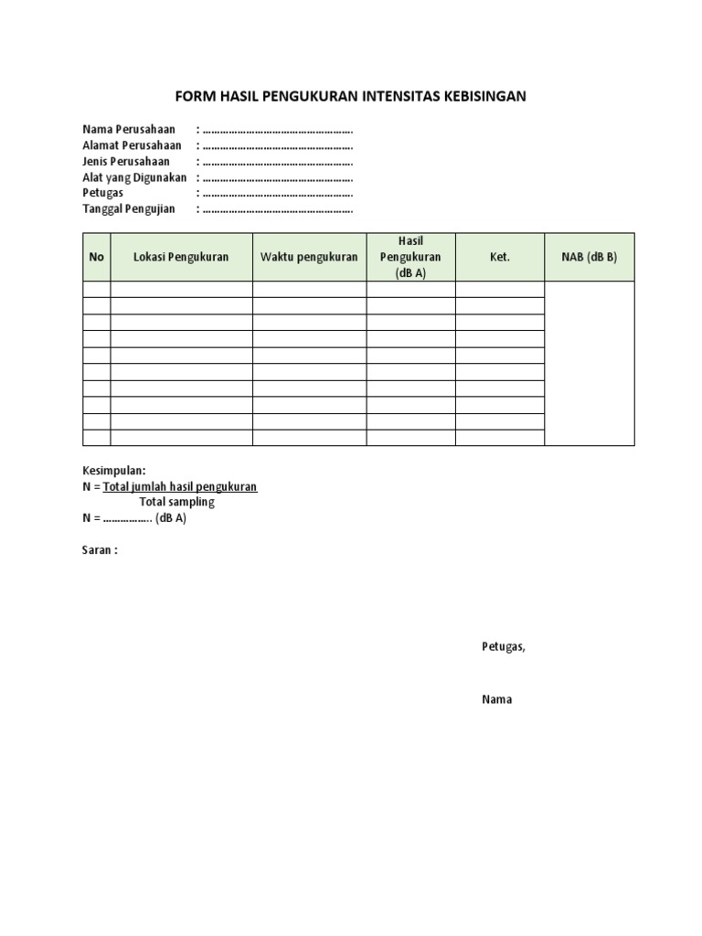 Form Pengukuran Kebisingan | PDF