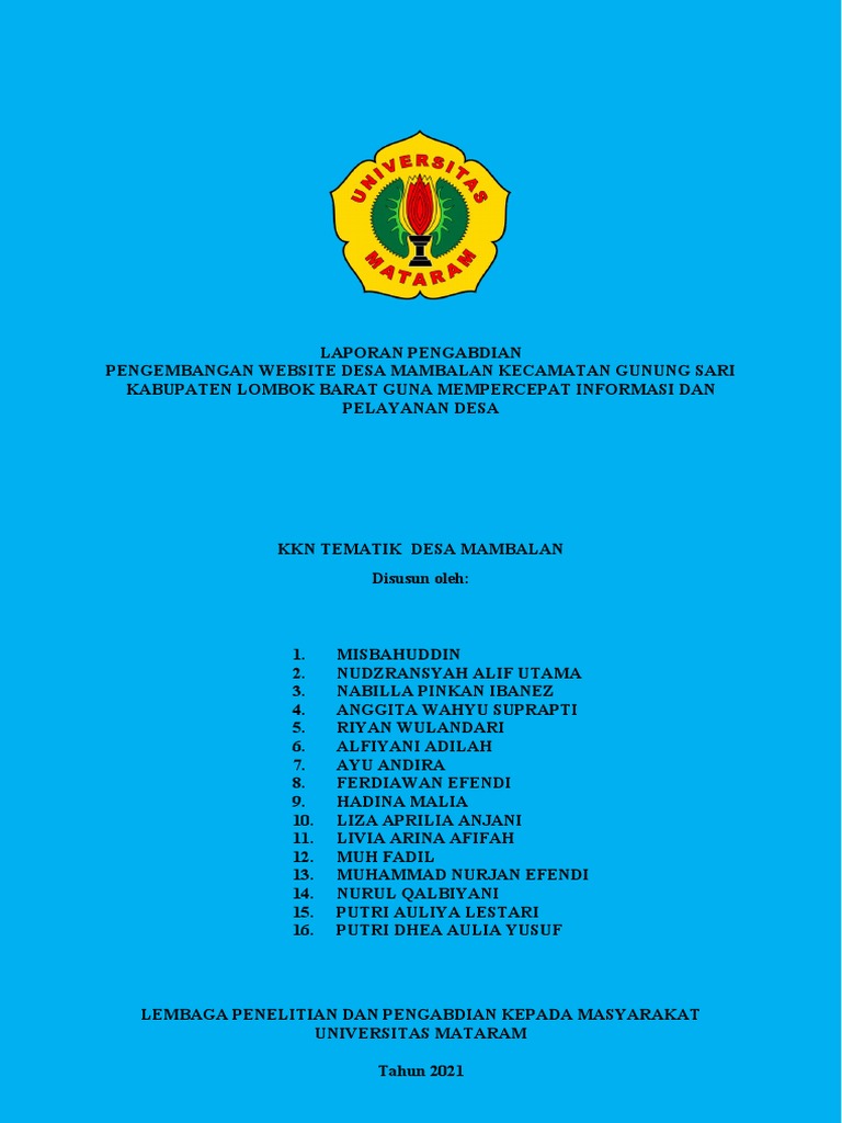 Cover Laporan Akhir KKN Desa Mambalan | PDF