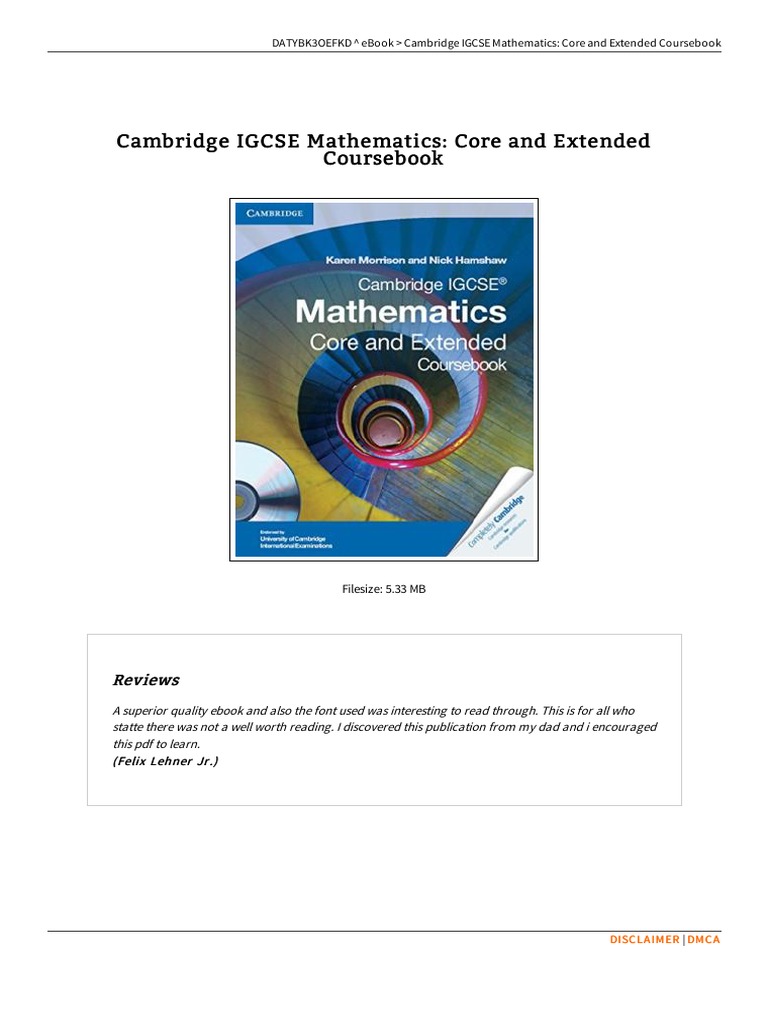 Cambridge IGCSE Math Coursebook Overview | PDF | E Books | Textbook
