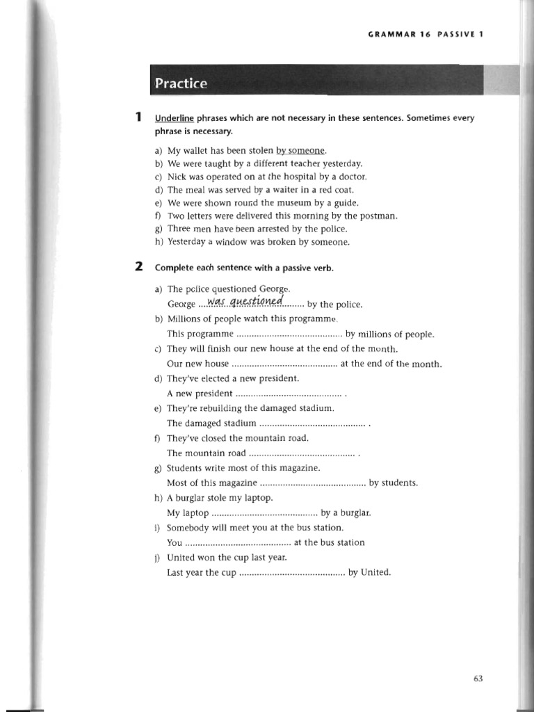 Passive Voice Exercises and Corrections | PDF