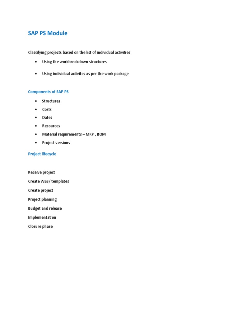 Sap Ps Module Pdf