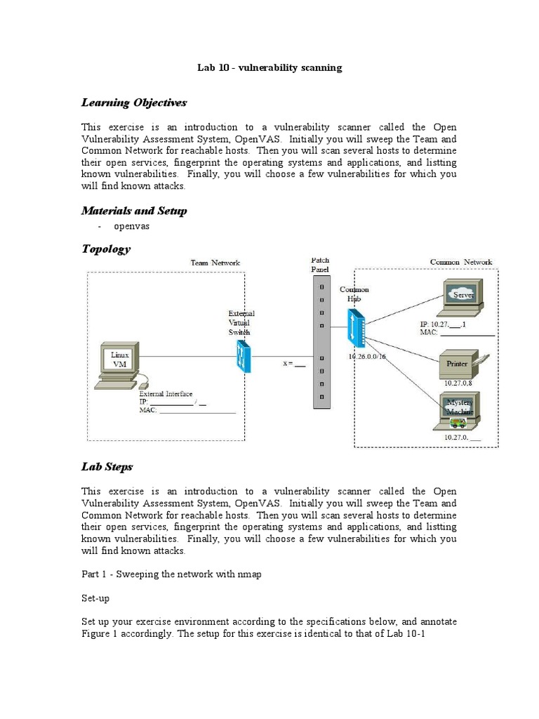 Learning Objectives: Lab 10 - Vulnerability Scanning | PDF | Vulnerability (Computing ...