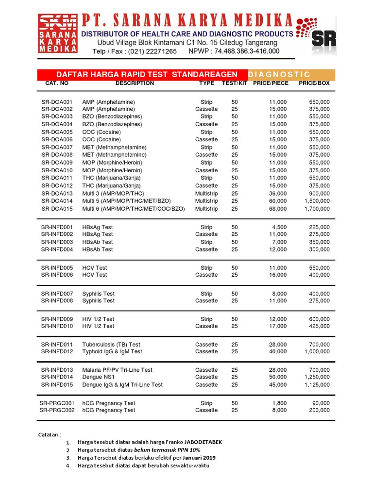 Harga SR PT. Sarana Karya | PDF | Diseases And Disorders | Public Health