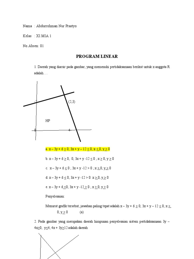 Latihan Program Linear Siswa SMA | PDF | Metode & Bahan Ajar